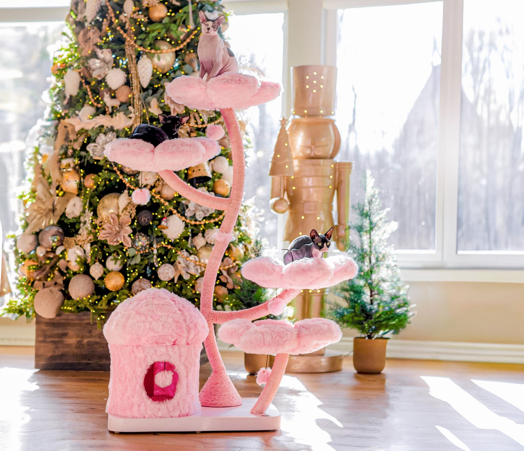 Cherry Blossom Monotone Eden: Luxurious Garden Cat Tree – KBSPETS