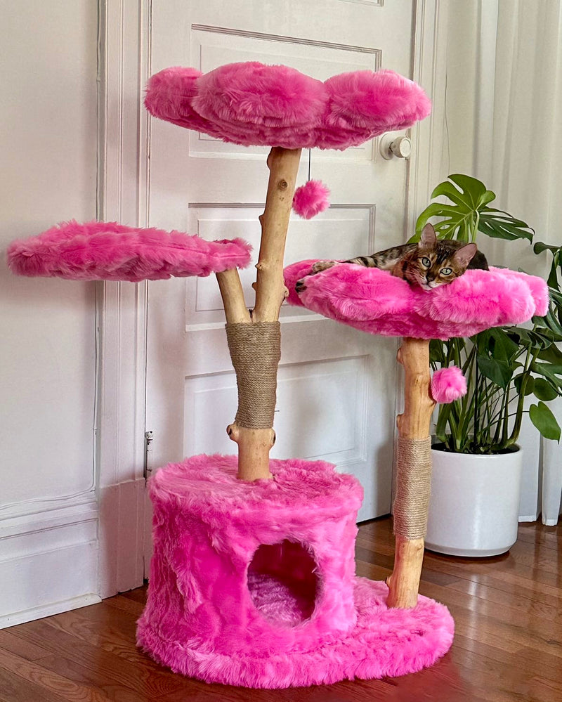 Cherry Blossom Monotone Tres Modern Cat Tree, Large, Pink, Kbspets