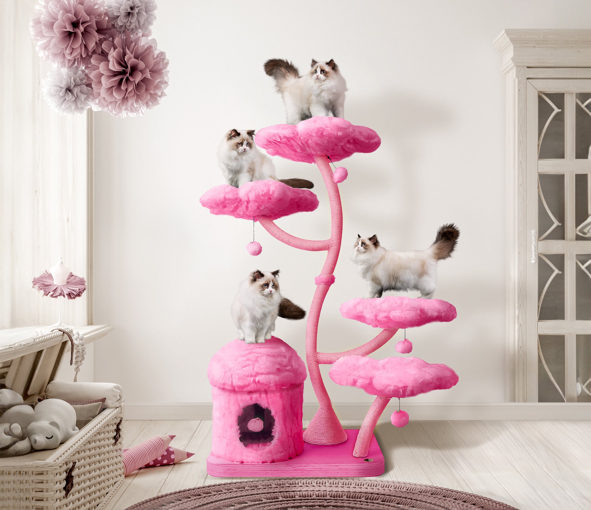 Azalea Monotone Eden: Modern Garden of Flowers Cat Tree – KBSPETS