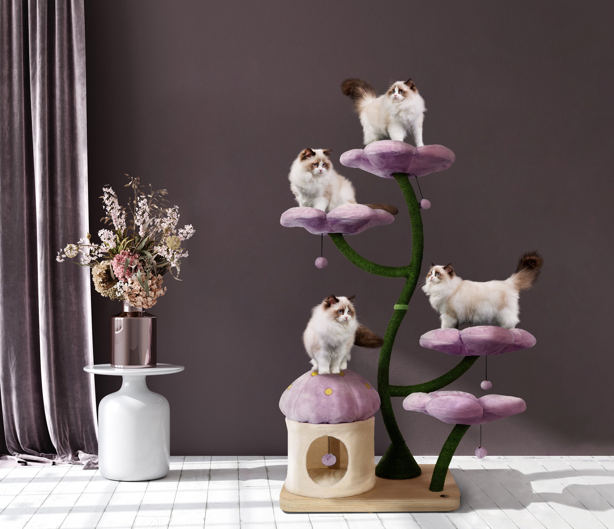 Lavender Eden Flower Cat Tree & Condo, Large, Purple, Kbspets