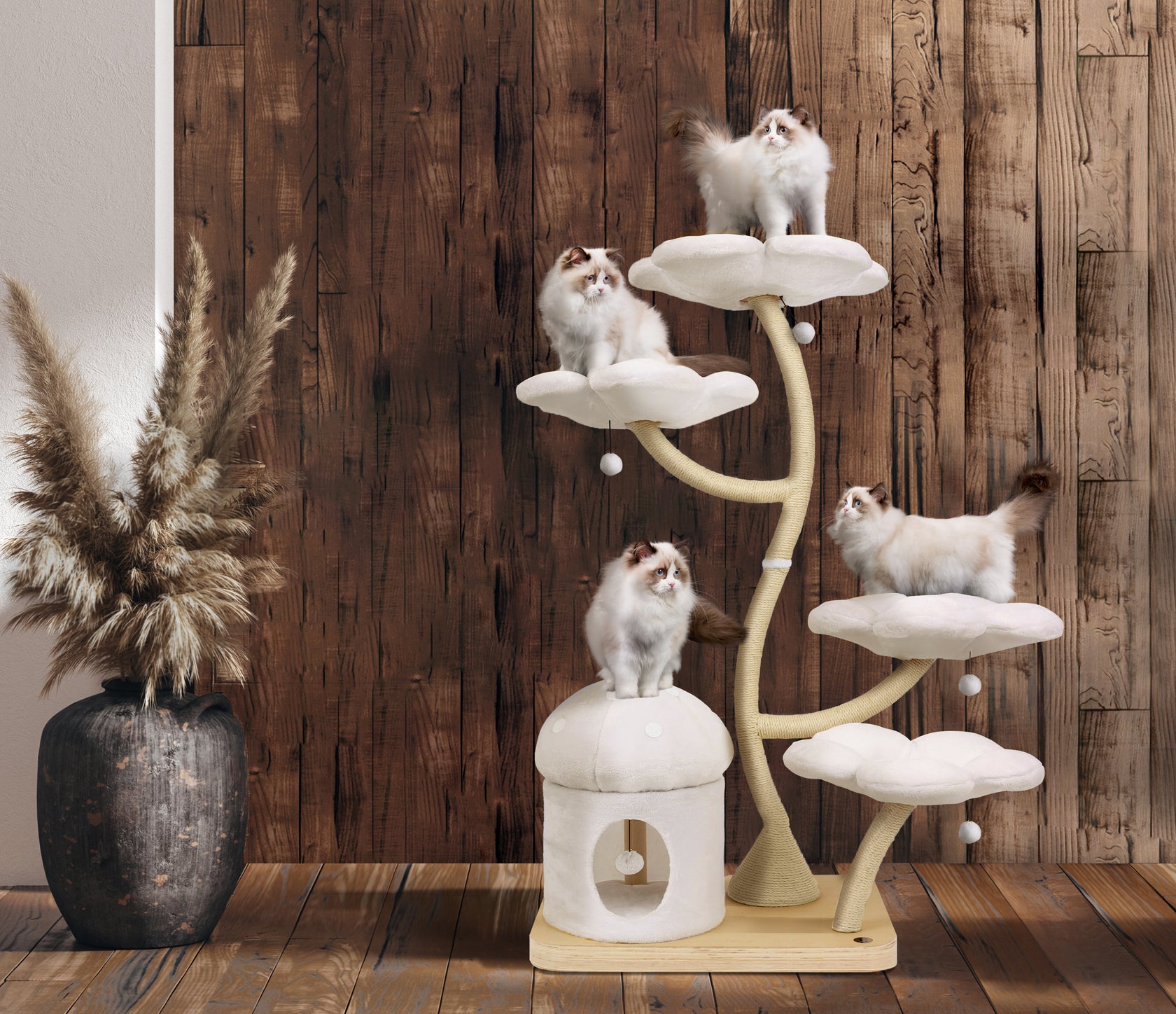 Cozy Plush Blanc Eden Modern Cat Tree & Condo, Large, White, Kbspets ...